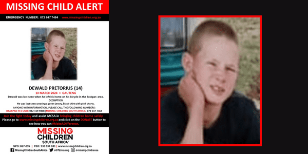 Dewald Pretorius (14) van Brakpan is vermis - Nuusflits